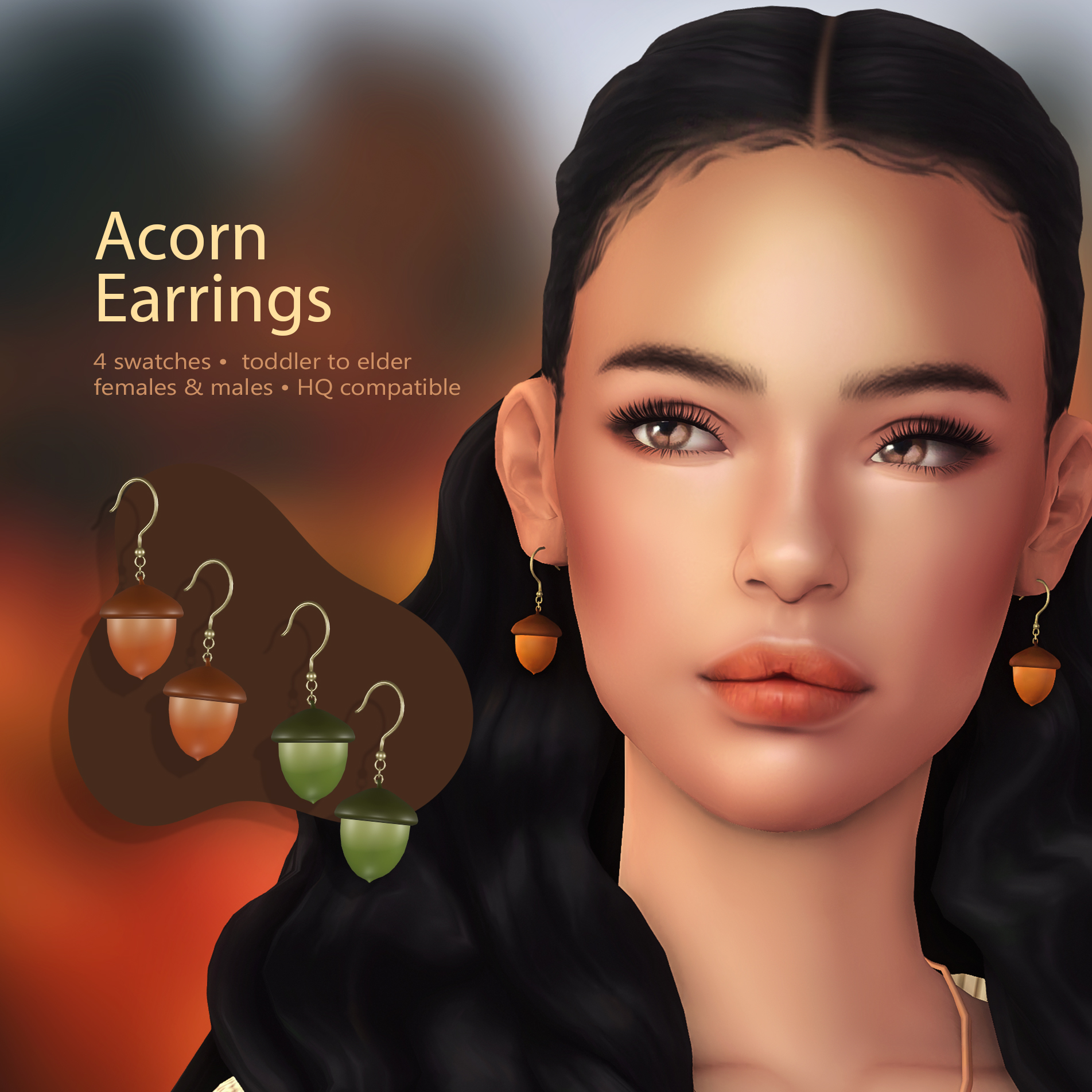 Acorn Earrings - The Sims 4 Create a Sim - CurseForge